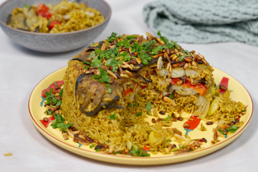 Vegetable Maklouba Without Meat (Makloubeh)