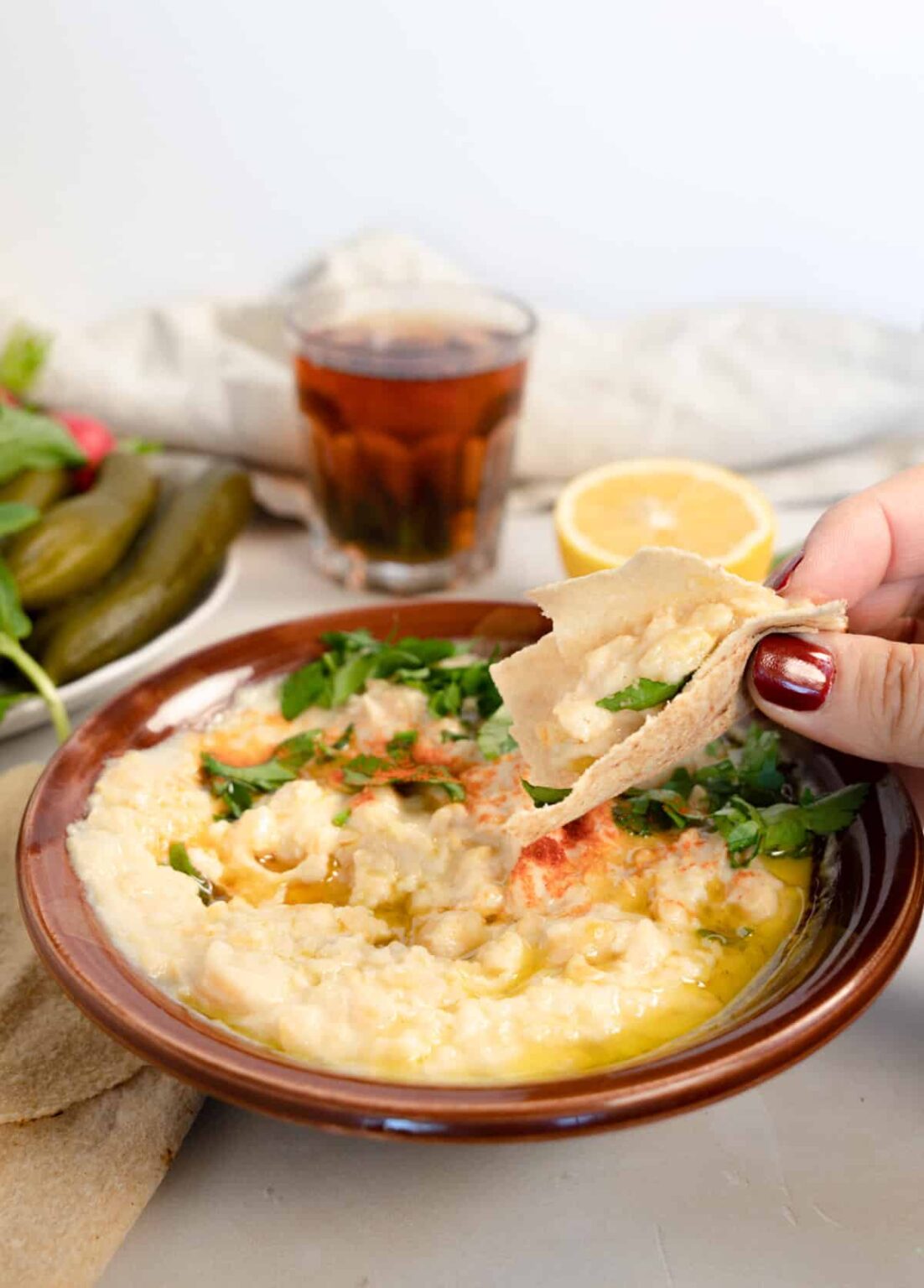 Easy Creamy Lebanese Musabaha (Chickpeas Breakfast)