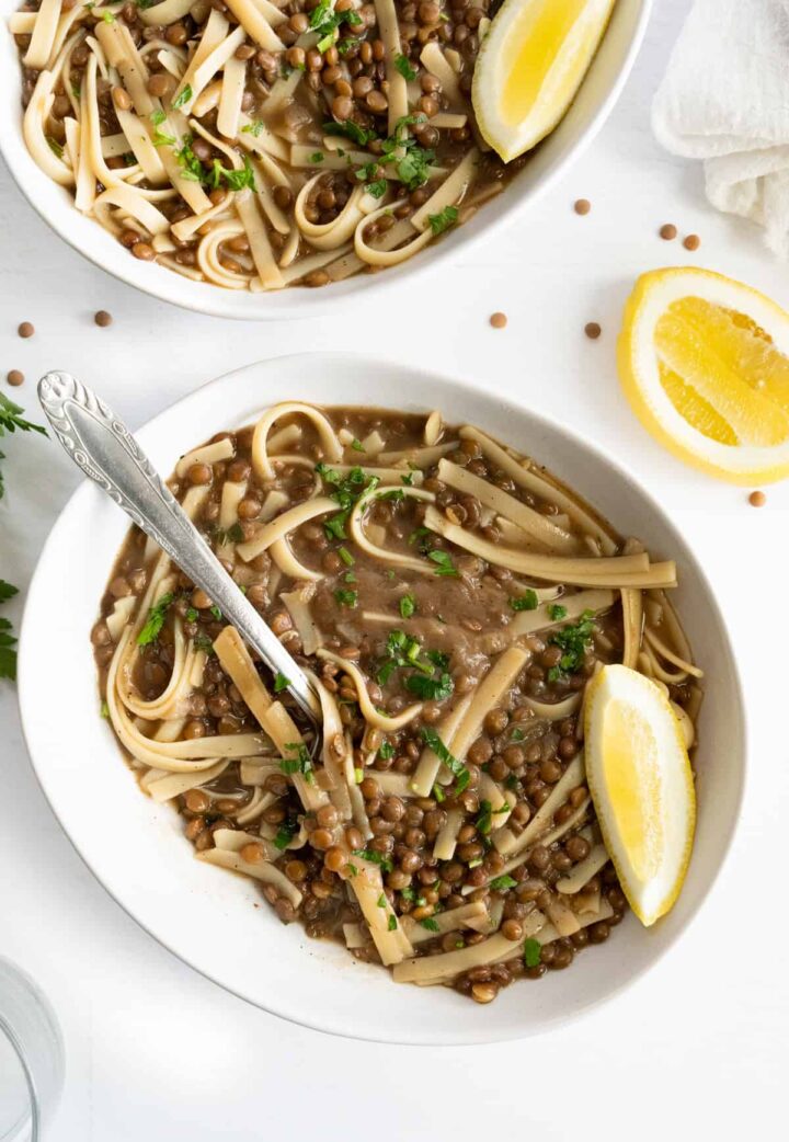 Easy Lentils and Pasta Soup (Rishta) • Plant Based Folk