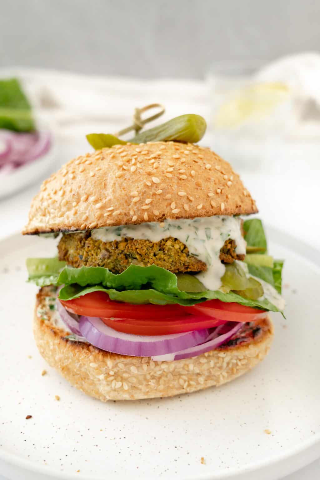 Easy Vegan Falafel Burgers With Tahini Sauce